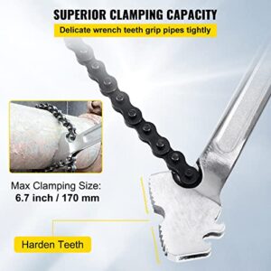 Mophorn 24inch Chain Wrench Carbon Steel Chain Pipe Wrench Heavy Duty 6.7inch Diameter Capacity Chain Strap Filter Wrench