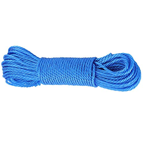 Multi-Functional Nylon Rope Cord String Washing Line Climbing Traction Tying Shade Net Rope for Camping Outdoor Garden Garage Clothesline 20M / 65.6 ft(Blue)