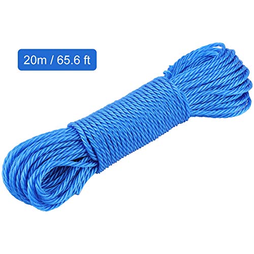 Multi-Functional Nylon Rope Cord String Washing Line Climbing Traction Tying Shade Net Rope for Camping Outdoor Garden Garage Clothesline 20M / 65.6 ft(Blue)