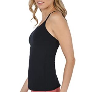 Yogalicious Ultra Soft Lightweight Camisole Tank Top with Built-in Support Bra - Black - Medium