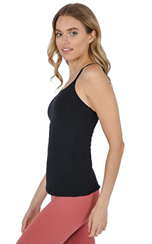 Yogalicious Ultra Soft Lightweight Camisole Tank Top with Built-in Support Bra - Black - Medium