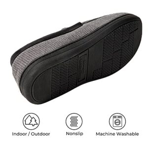 Men's Comfort Memory Foam Moccasin Slippers Breathable Cotton Knit Terry Cloth House Shoes (12 D(M) US, Dark Gray)