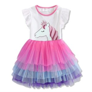 vikita girls summer cute princess sundress short sleeve casual polyester dress sh4590 5-6 years