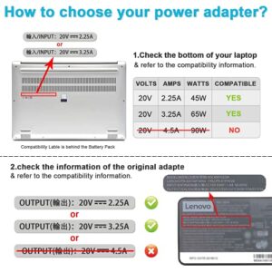 WZXHU Replacement 65W Lenovo Laptop Charger for Lenovo Thinkpad T470 T470S T460 E531 E570 E560 L470 L460 L440 T440 T450 T540P X270 X250 X240 ADLX65NLC2A ADLX65NCC3A ADLX65NCC2A AC Power Adapter