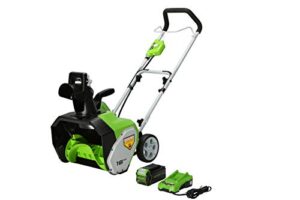 greenworks 40v (75+ compatible tools) 16” cordless snow blower, 5.0ah battery and charger included, sn40b410