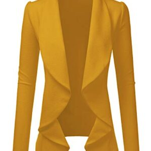 DOUBLJU Classic Draped Open Front Blazer Jacket for Women with Plus Size