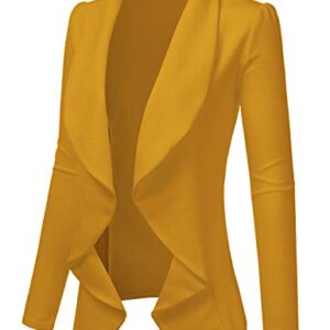 DOUBLJU Classic Draped Open Front Blazer Jacket for Women with Plus Size