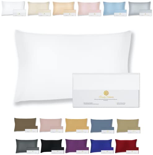 Beauty of Orient Silk Pillowcase for Hair and Skin, 19 Momme, Hidden Zipper, Premium Handcrafted Mulberry Silk Pillow Cases, Hypoallergenic (1pc King - 20" x 36", Natural Undyed White)