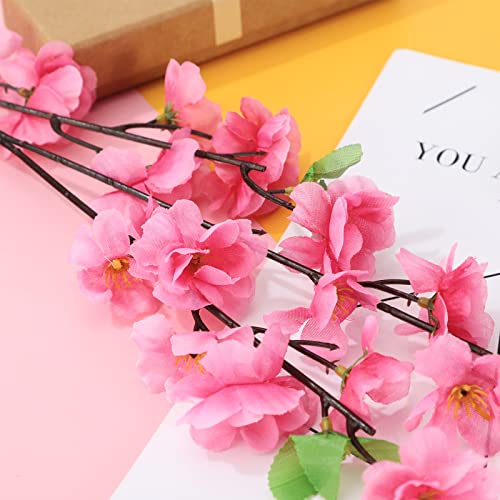 Asdomo 10PCS Artificial Cherry Blossom Branches Silk Spring Peach Blossom Fake Flowers Arrangements for Home Wedding Decoration