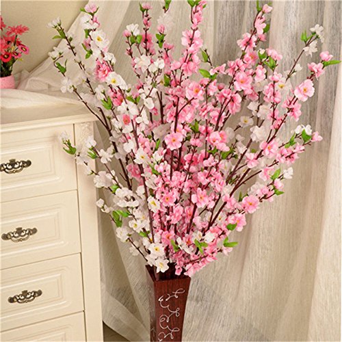 Asdomo 10PCS Artificial Cherry Blossom Branches Silk Spring Peach Blossom Fake Flowers Arrangements for Home Wedding Decoration