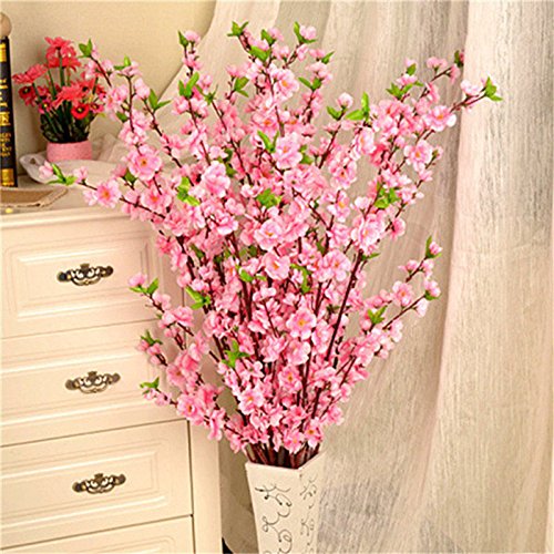 Asdomo 10PCS Artificial Cherry Blossom Branches Silk Spring Peach Blossom Fake Flowers Arrangements for Home Wedding Decoration