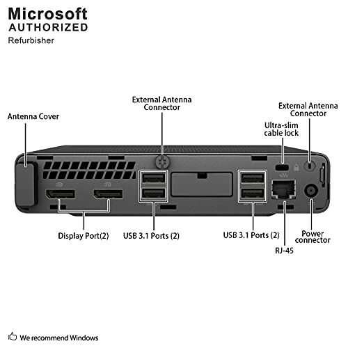 HP EliteDesk 800 G4 4CB30UT Mini Desktop (2.1 GHz Intel Core i5-8500T, 8 GB DDR4 SDRAM, 256 GB SSD, Windows 10 Pro) (Renewed)