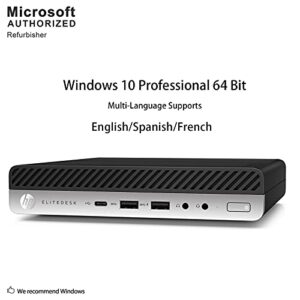 HP EliteDesk 800 G4 4CB30UT Mini Desktop (2.1 GHz Intel Core i5-8500T, 8 GB DDR4 SDRAM, 256 GB SSD, Windows 10 Pro) (Renewed)