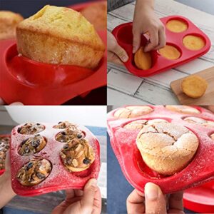 Silicone Muffin Pan, European LFGB Silicone Cupcake Baking Pan, 6 Cup Muffin, Non-Stick Muffin Tray, Egg Muffin Pan, Food Grade Muffin Molds, BPA Free Muffin Tins Red