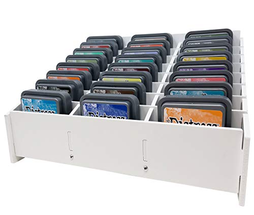 Pixiss Ink Pad Storage Holder and Stamp Pad Storage for Distress Oxide Ink and Others Sits Horizontal or Vertical - Stores 24 Ink Pads Craft Storage Organizer