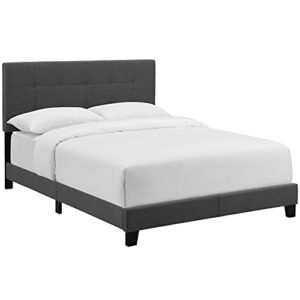 modway amira tufted fabric upholstered full bed frame with headboard in gray