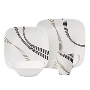 corelle boutique square urban arc 16-piece dinnerware set, service for 4