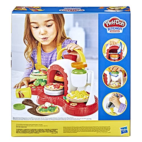 Play-Doh Kitchen Creations Stamp 'n Top Pizza Oven Toy for Kids 3 Years and Up with 5 Modeling Compound Colors, Play Food, Cooking Toy