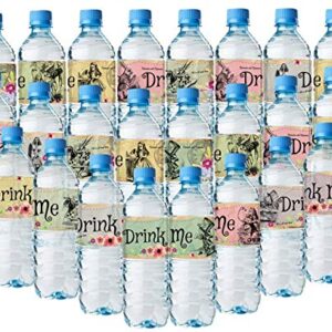 Alice in Wonderland Bottle Wraps - 24 Alice Water Bottle Labels - 8 Different Amazing layouts