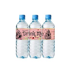 Alice in Wonderland Bottle Wraps - 24 Alice Water Bottle Labels - 8 Different Amazing layouts