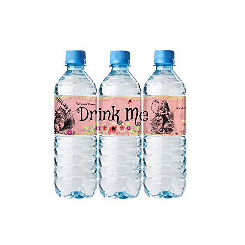 Alice in Wonderland Bottle Wraps - 24 Alice Water Bottle Labels - 8 Different Amazing layouts