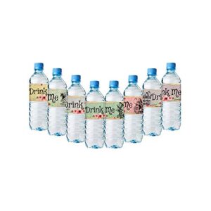 Alice in Wonderland Bottle Wraps - 24 Alice Water Bottle Labels - 8 Different Amazing layouts