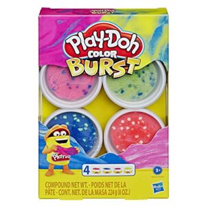 play-doh color burst bright pack of 4 non-toxic colors, 2 oz cans