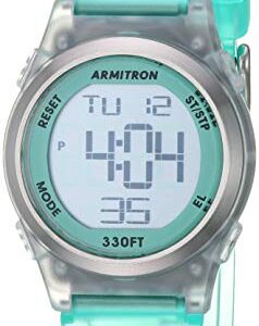 Armitron Sport Women's 45/7102TTL Digital Chronograph Translucent Matte Teal Resin Strap Watch