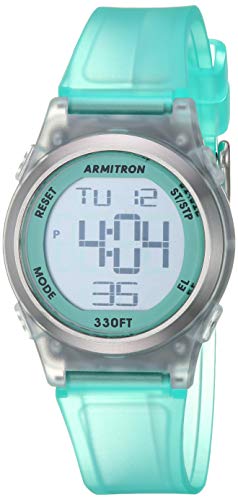 Armitron Sport Women's 45/7102TTL Digital Chronograph Translucent Matte Teal Resin Strap Watch