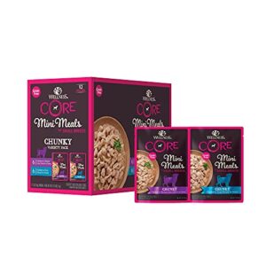 wellness core grain free small breed mini meals chunky variety pack, 3 oz (pack of 12)