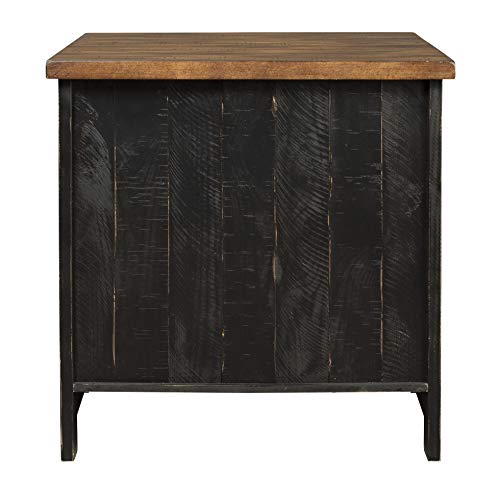 Signature Design by Ashley Valebeck Farmhouse Rectangular End Table with Storage, Distressed Brown & Black Finish