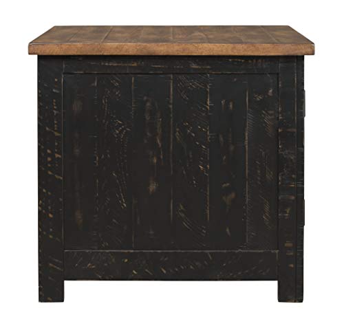 Signature Design by Ashley Valebeck Farmhouse Rectangular End Table with Storage, Distressed Brown & Black Finish