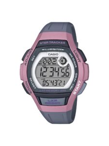 casio women's lws- 2000h- 4avcf runner digital display quartz black watch color: grey/pink