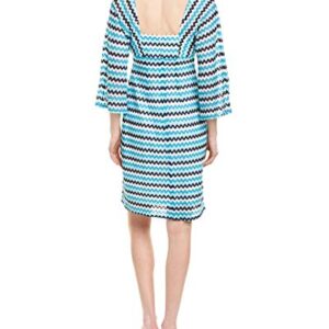 Trina Trina Turk Women's Quanit Square Neck Sleeved Dress, Zig Zag Raschel Knit, 0