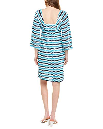 Trina Trina Turk Women's Quanit Square Neck Sleeved Dress, Zig Zag Raschel Knit, 0