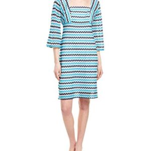 Trina Trina Turk Women's Quanit Square Neck Sleeved Dress, Zig Zag Raschel Knit, 0