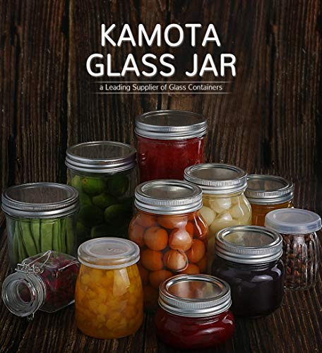 KAMOTA Mason Jars 12 oz With Regular Lids and Bands, Ideal for Jam, Honey, Wedding Favors, Shower Favors, DIY Spice Jars, 12 PACK, 20 Whiteboard Labels Included