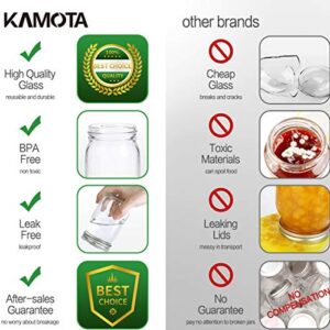 KAMOTA Mason Jars 12 oz With Regular Lids and Bands, Ideal for Jam, Honey, Wedding Favors, Shower Favors, DIY Spice Jars, 12 PACK, 20 Whiteboard Labels Included