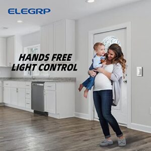 ELEGRP Occupancy Motion Sensor Light Switch, PIR Infrared Motion Activated Wall Switch, No Neutral Wire Required, Single Pole for CFL/LED/Incandescent, w/Wall Plate, UL Listed (2 Pack, Matte White)