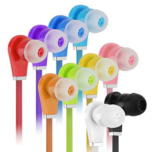 CN-Outlet Bulk Earbuds with Microphone - Wholesale 100 Pack Earphones Noodle Headphone with Mic Multi Colored Ear Buds Bulk for School Classroom Students Kids and Adult (100Pack, Mix10Colors)