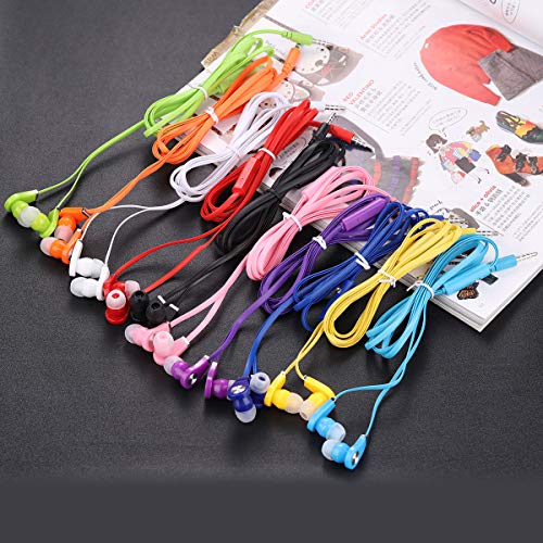 CN-Outlet Bulk Earbuds with Microphone - Wholesale 100 Pack Earphones Noodle Headphone with Mic Multi Colored Ear Buds Bulk for School Classroom Students Kids and Adult (100Pack, Mix10Colors)