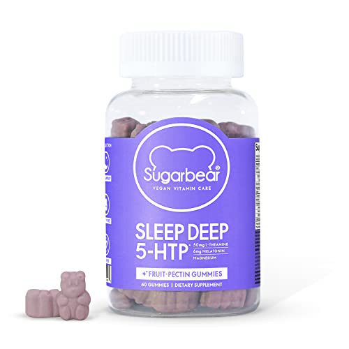 Sugarbear Sleep Aid Gummies for Adults with Melatonin 6mg, Magnesium, L-Theanine, 5 HTP, B6, Valerian Root, Lemon Balm - Vegan Chewable Sleep Supplement, Sleep Vitamins (1 Month Supply)