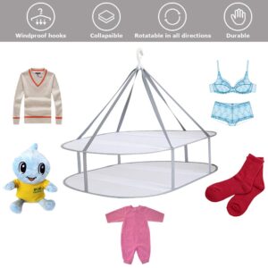 AYE Large Size Sweater Hanging Dryer, 2 Tier Folding Drying Rack, Lay Flat to Dry Mesh Clothes Hanger for Sweater, Delicates and Swimsuit