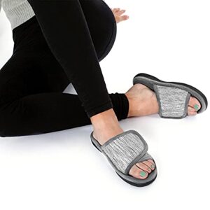 RockDove Women's Adjustable Wrap Memory Foam Slide Slipper, Size 9-10 US Women, Grey