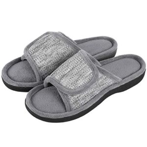 RockDove Women's Adjustable Wrap Memory Foam Slide Slipper, Size 9-10 US Women, Grey