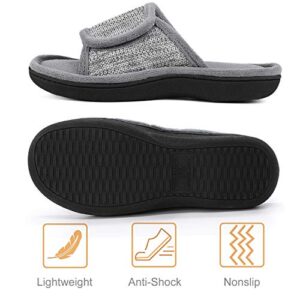 RockDove Women's Adjustable Wrap Memory Foam Slide Slipper, Size 9-10 US Women, Grey