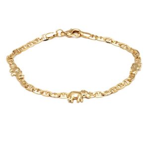 barzel 18k gold plated flat marina elephant anklet for women- made in brazil