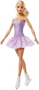 barbie figure skater doll dressed in purple outfit