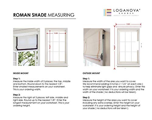 LOGANOVA Faux Linen Roman Shades For Kitchen, Bedroom & Doors. Hand Made Luxury Window Treatments With Valance. Blackout Lining Option. Cordless Motorized Or Chain Mechanism. Easy Install.