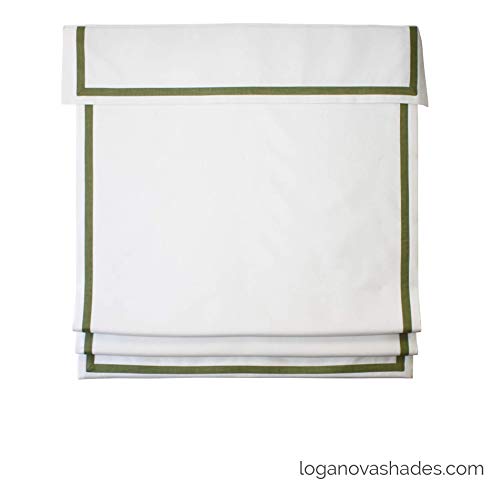 LOGANOVA Faux Linen Roman Shades For Kitchen, Bedroom & Doors. Hand Made Luxury Window Treatments With Valance. Blackout Lining Option. Cordless Motorized Or Chain Mechanism. Easy Install.